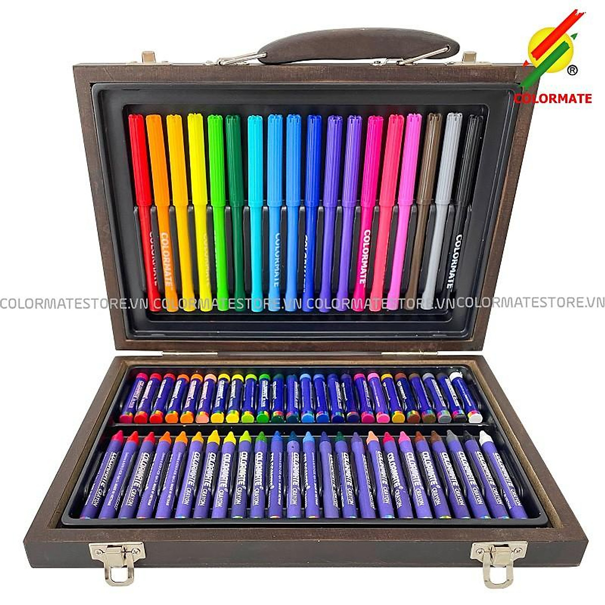 Bộ màu vẽ Colormate hộp gỗ cao cấp 68 chi tiết, quà tặng cho bé, set ...