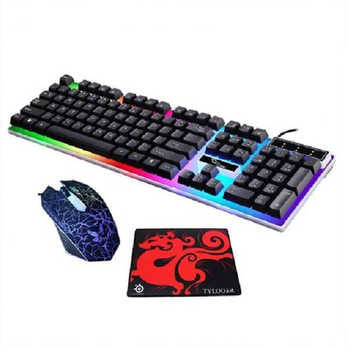 BỘ BÀN PHÍM CHUYÊN GAME G21 VÀ CHUỘT D608 LED 7 MÀU+TẶNG LÓT TYLOOS | Tiki