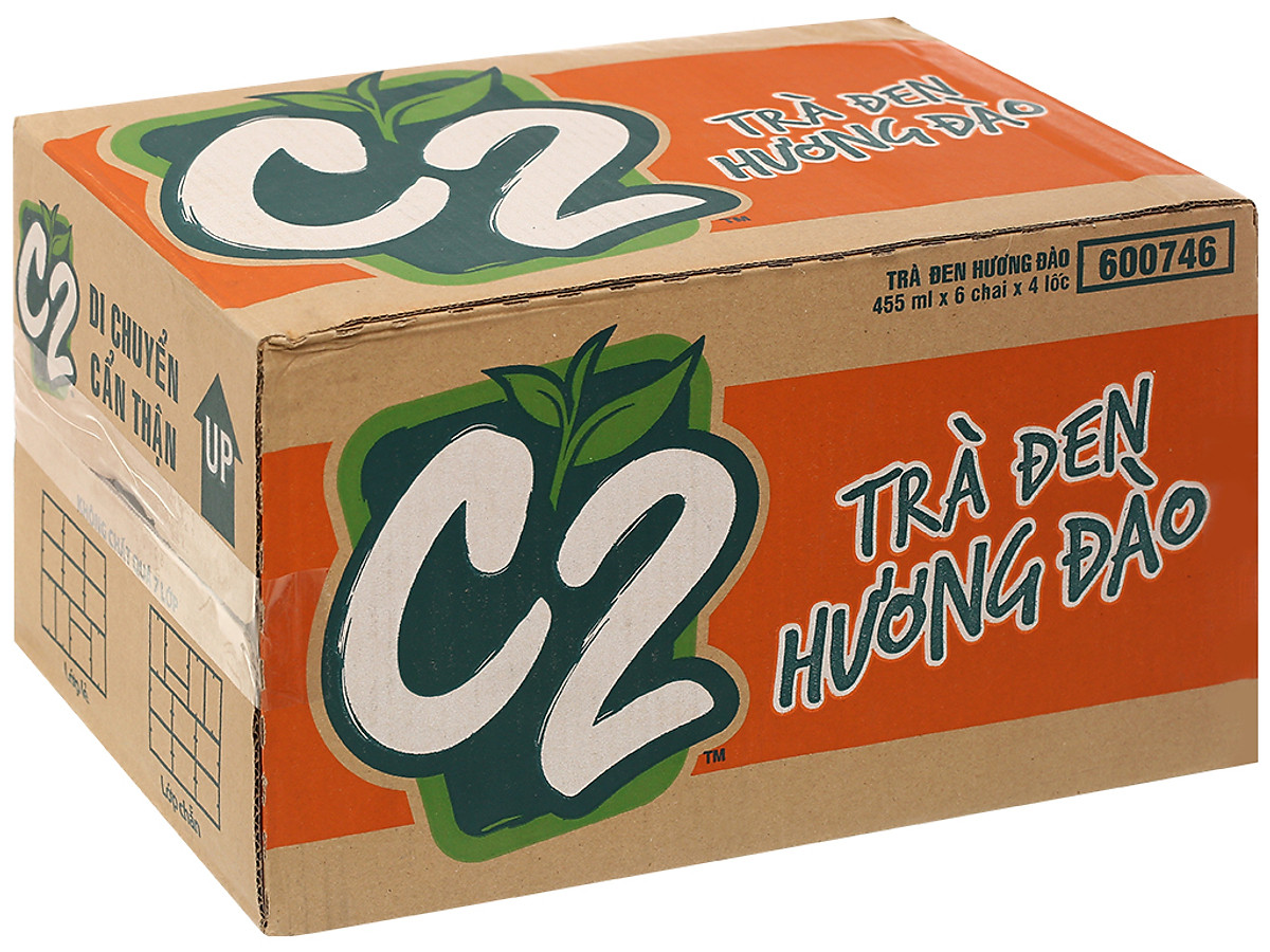 Thùng 24 chai trà đen C2 hương đào 455ml | Tiki