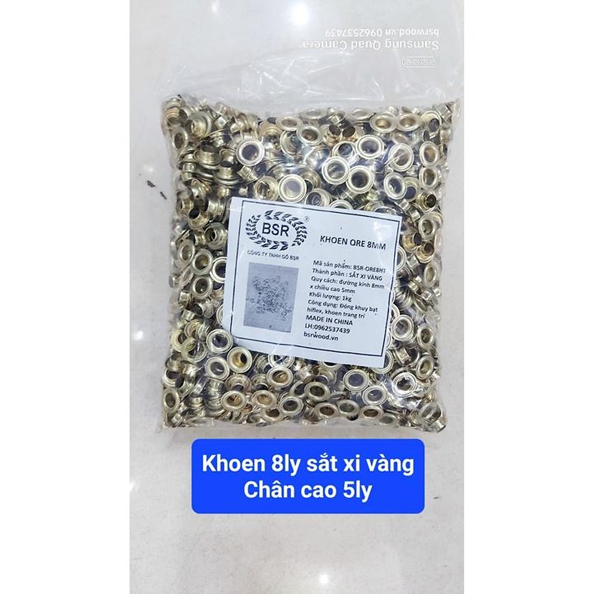 Mua Khoen ore 8mm Bằng Sắt xi Màu VÀNG Bán sỉ Túi 1kg KHÔNG long đền Khuy mắt cáo thẻ tag, bấm ...