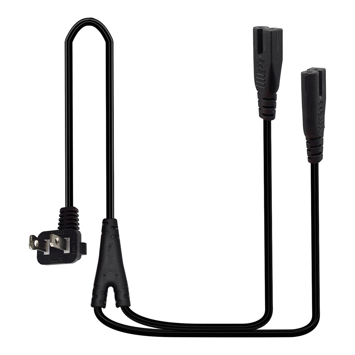 US 2 Prong Power Extension Cable, Y Splitter Male to Female Power ...