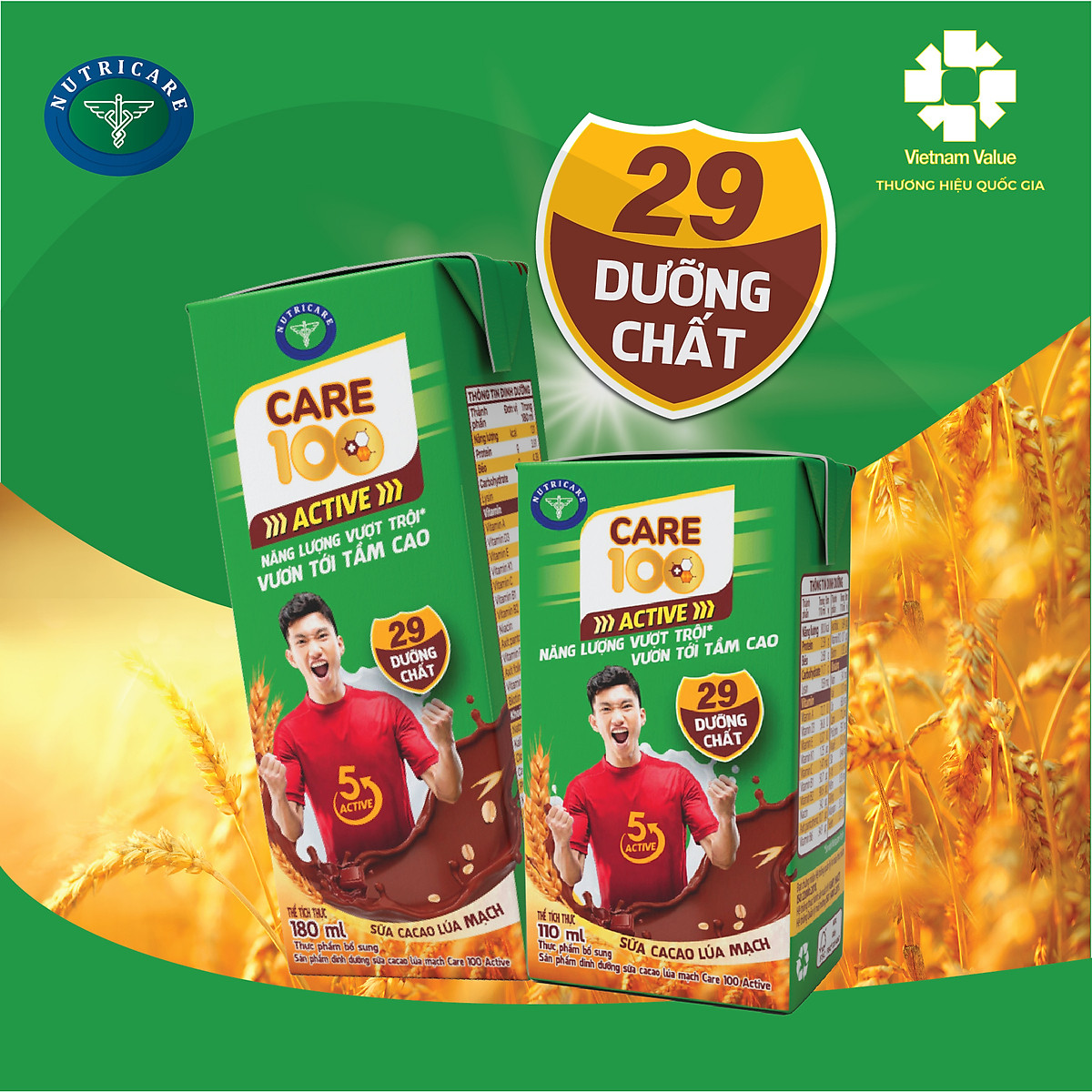 Thùng sữa nước ca cao lúa mạch Nutricare Care 100 Active giúp trẻ phát ...