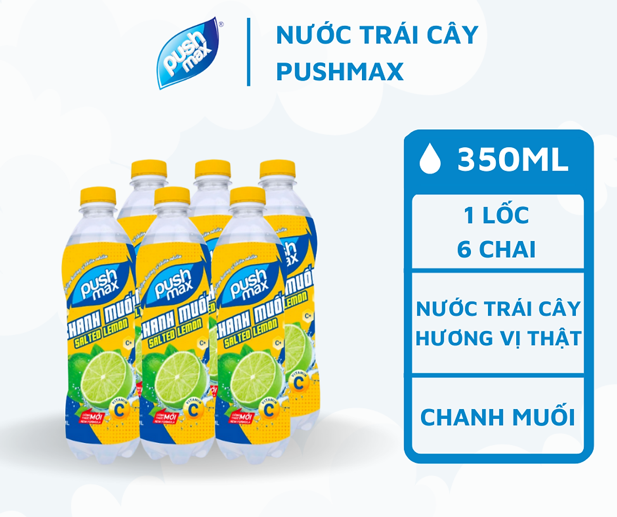 Lốc Chai Nước Trái Cây Chanh Muối Pushmax (350ml x 6 Chai) | Tiki