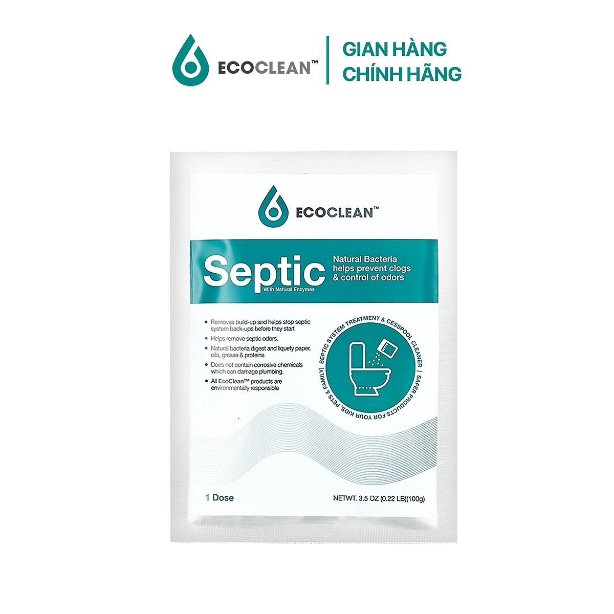 Men Vi Sinh Xử Lý Hầm Cầu Ecoclean septic 1 gói 100g - Bộ sản phẩm vệ ...