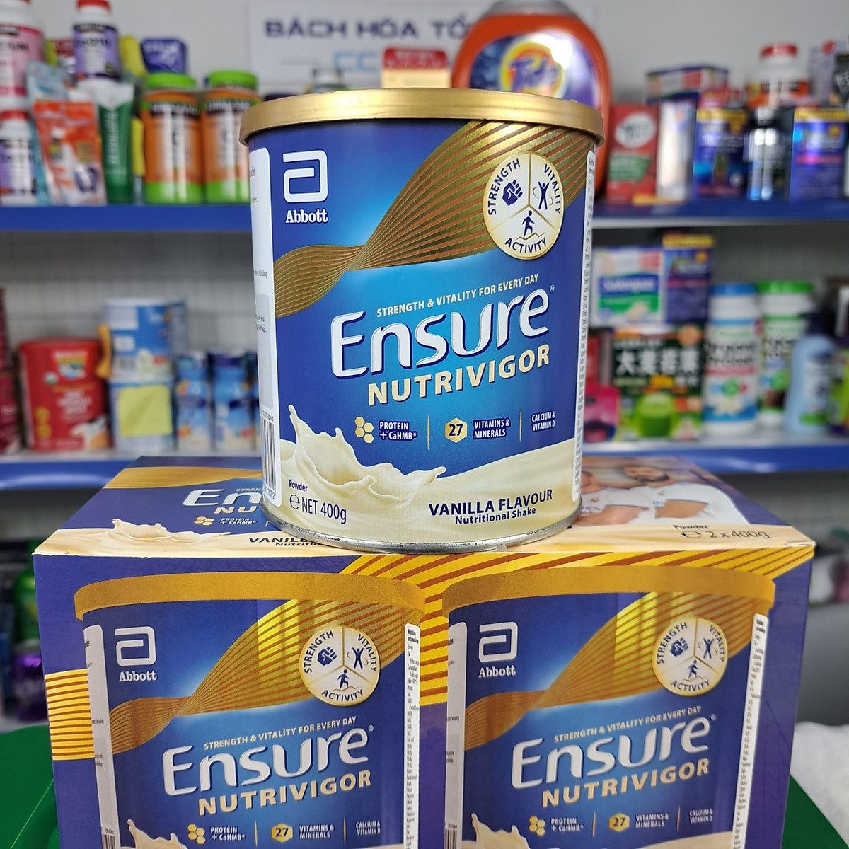 Sữa Bột Ensure ANH NutriVigor Shake Vanilla (400g) Date 2025 - Dinh dưỡng cho người lớn