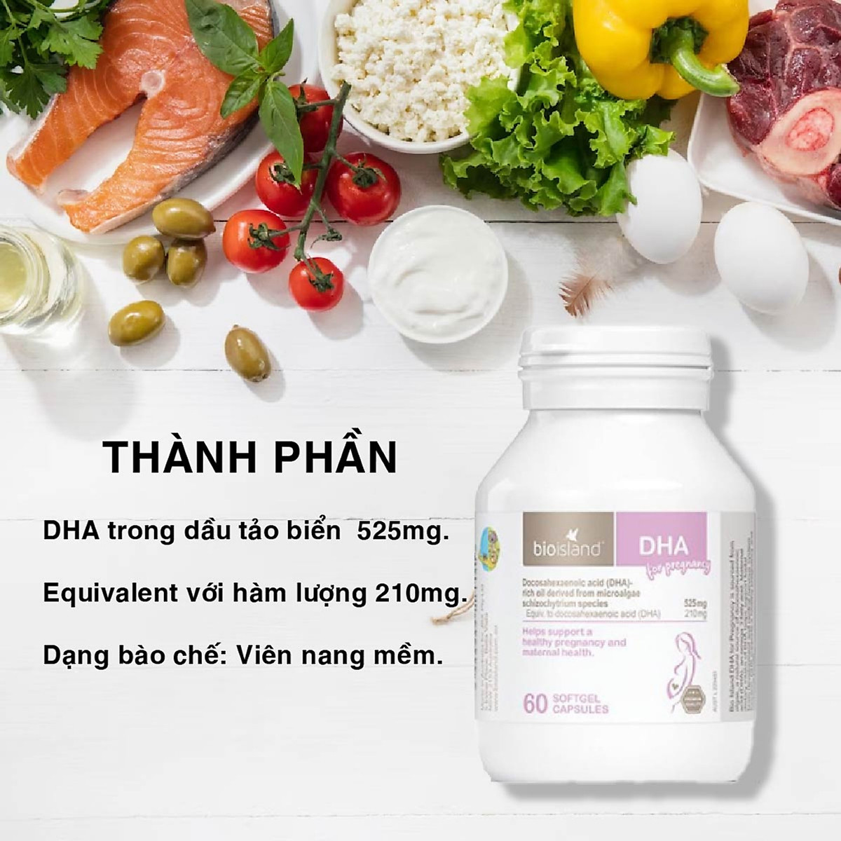 Viên uống DHA Bio Island cho bà bầu (60 viên) - Vitamins và thực phẩm ...