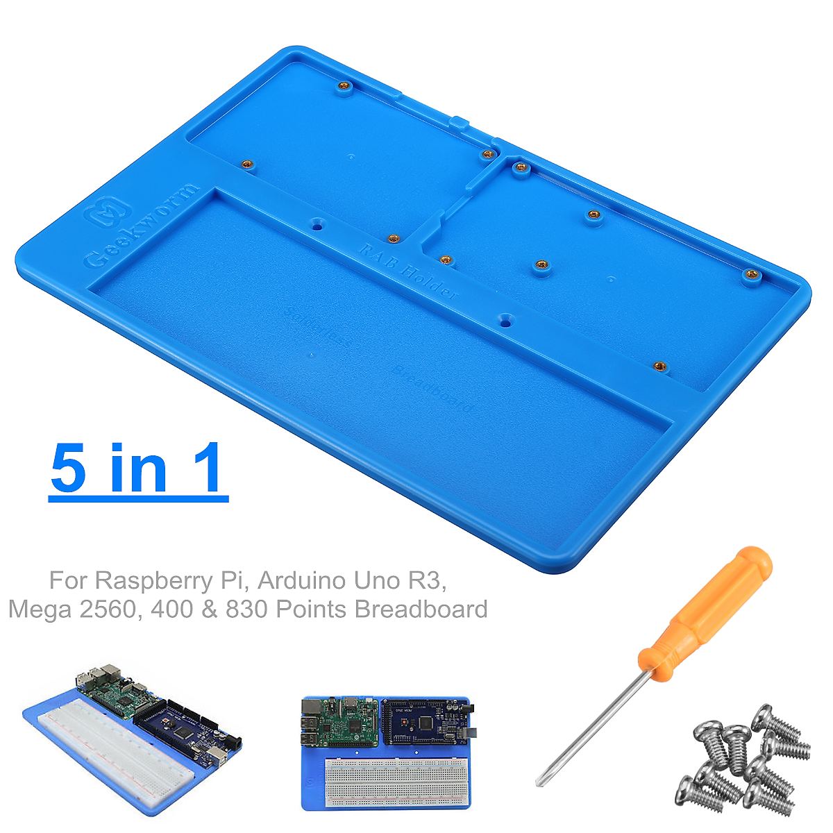 5 in 1 RAB Holder Breadboard ABS Base For Raspberry Pi Arduino UNO R3 ...