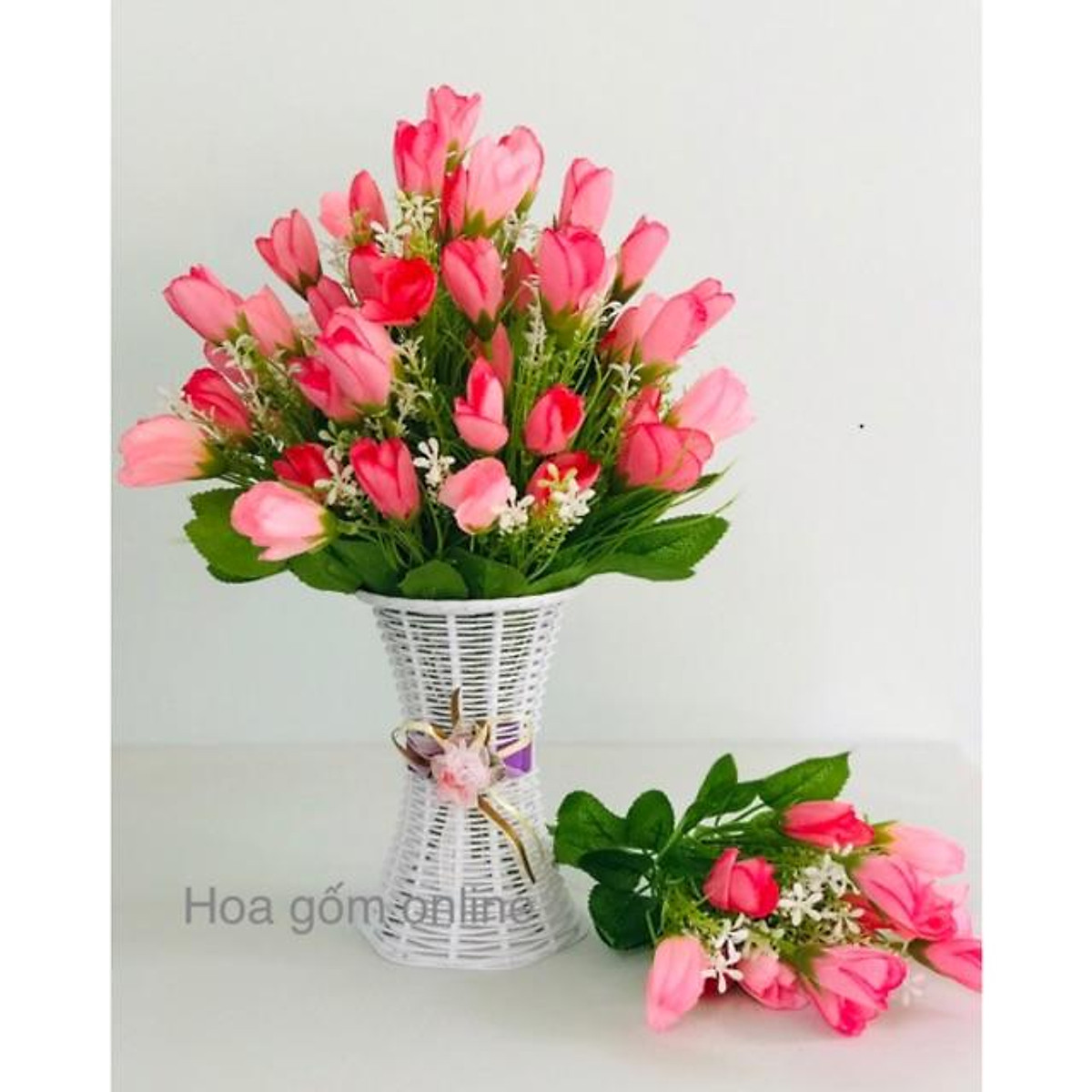 Hoa giả - chùm hoa tulip lụa 15 bông siêu đẹp | Tiki