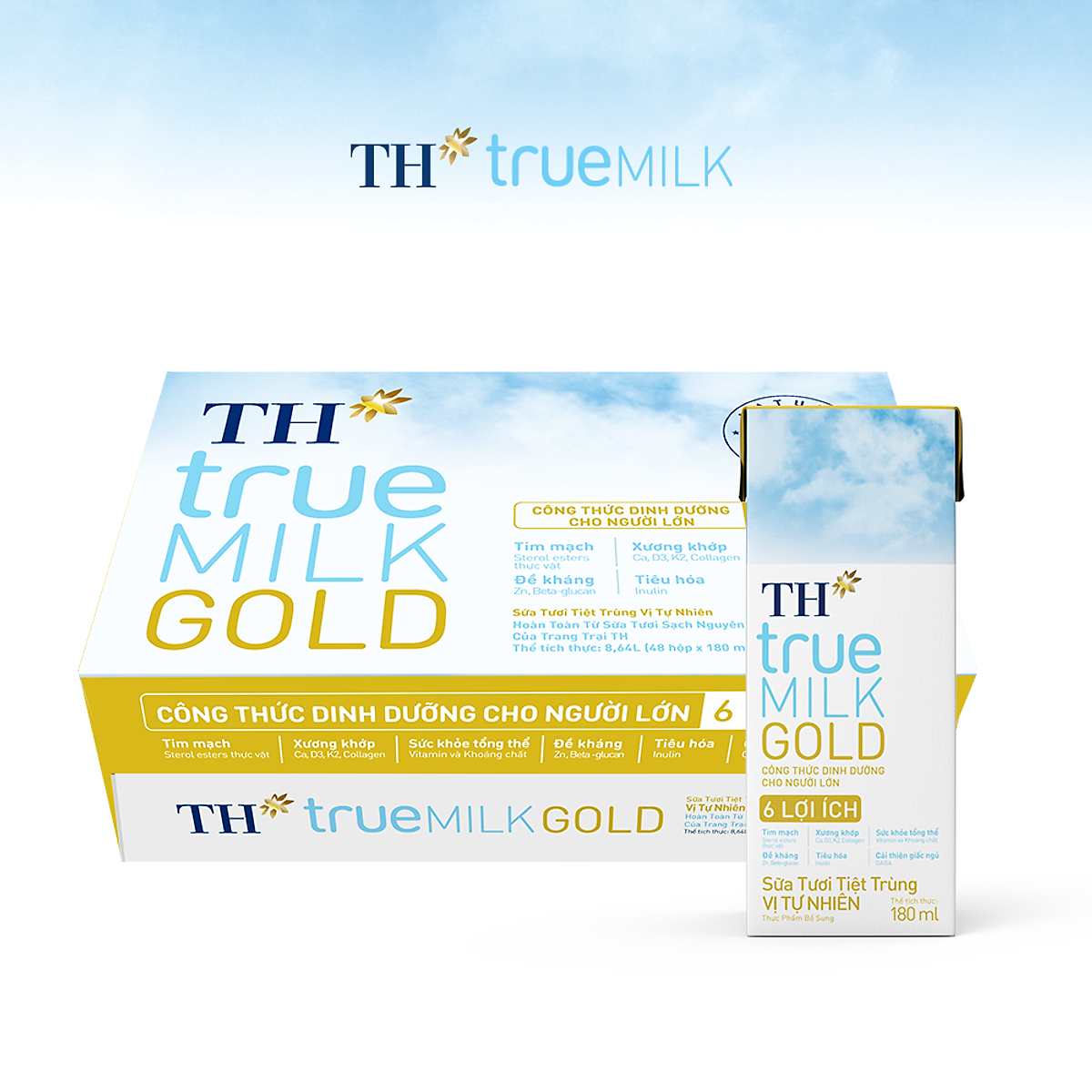 Thùng 48 hộp sữa tươi tiệt trùng vị tự nhiên TH true MILK GOLD dành cho ...