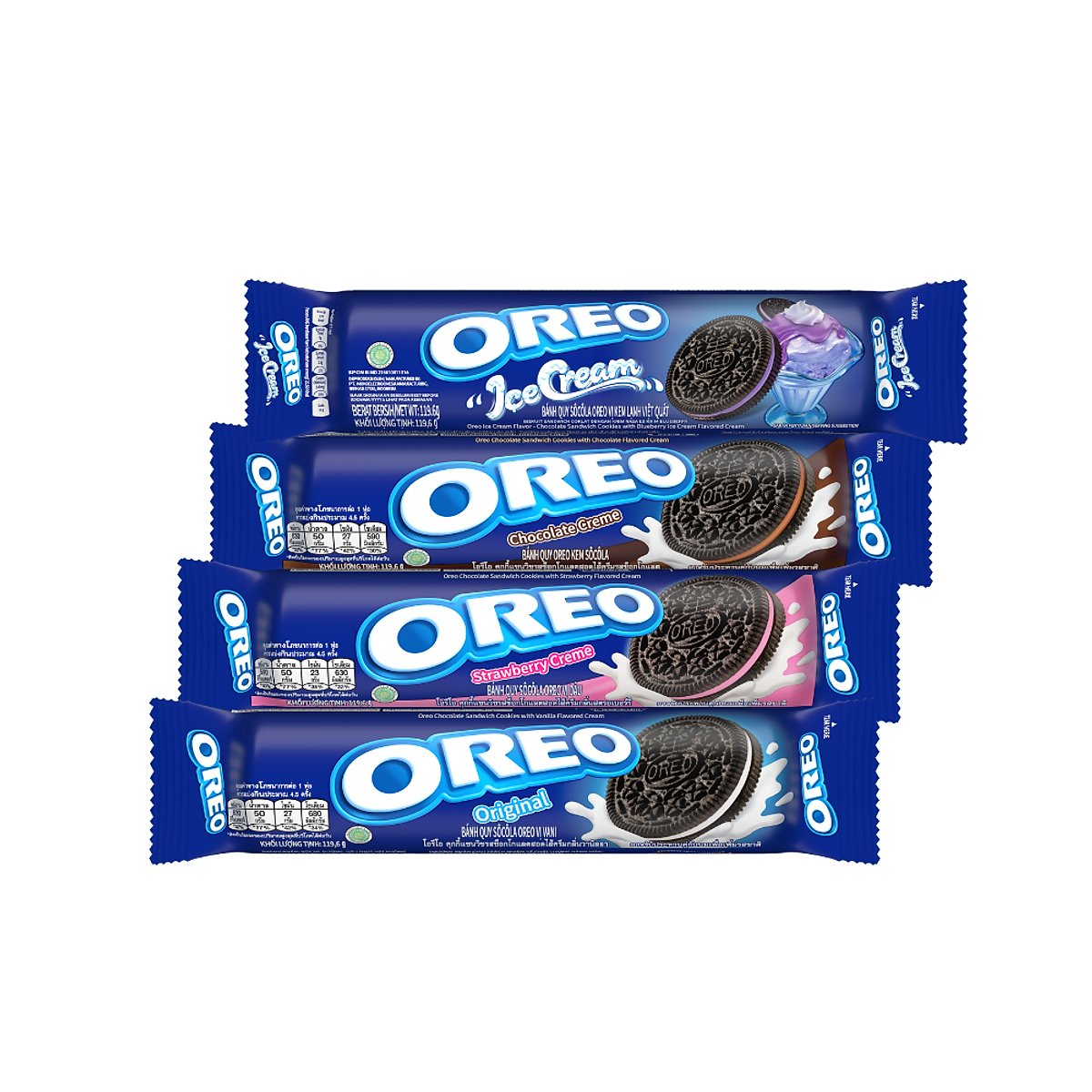 Mua Combo 4 thanh bánh quy Oreo vị vani, choco, kem lạnh việt quất và ...