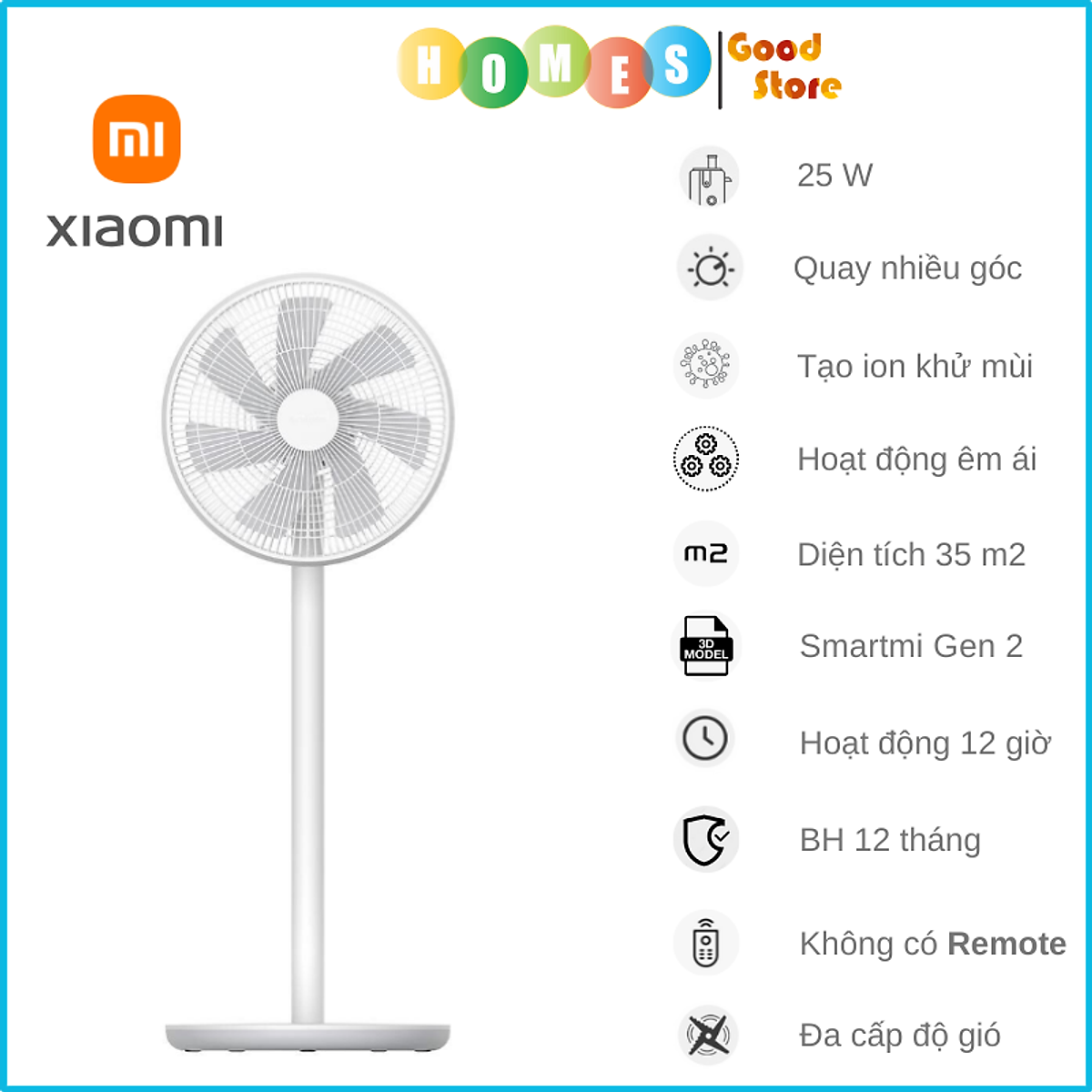 Quạt Tích Điện Không Dây XIAOMI Smartmi Gen 2S, Sử Dụng 20 Giờ Liên Tục ...
