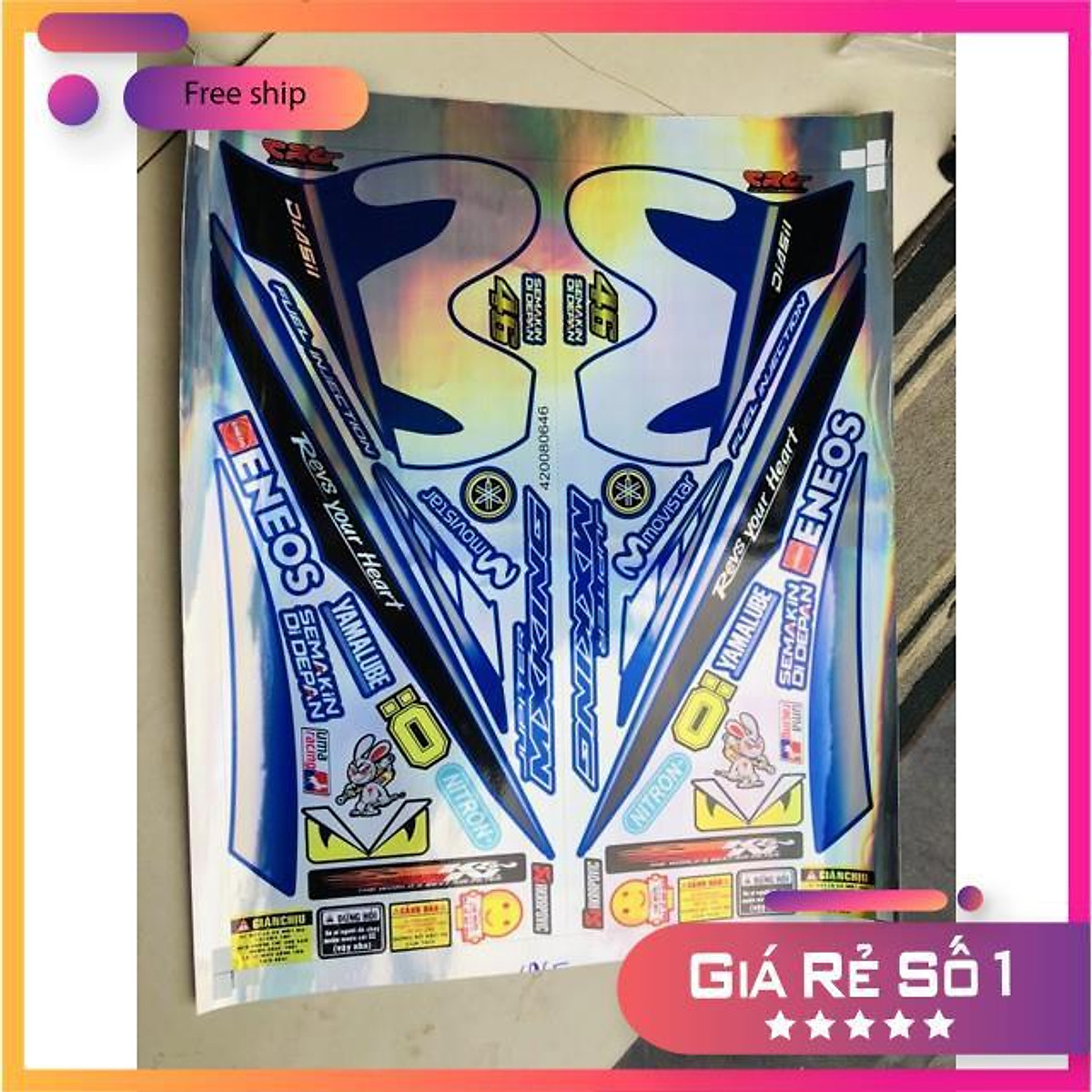 Trọn bộ tem rời dành cho xe exciter 150 Movistar chất liệu Crom titan 7 màu