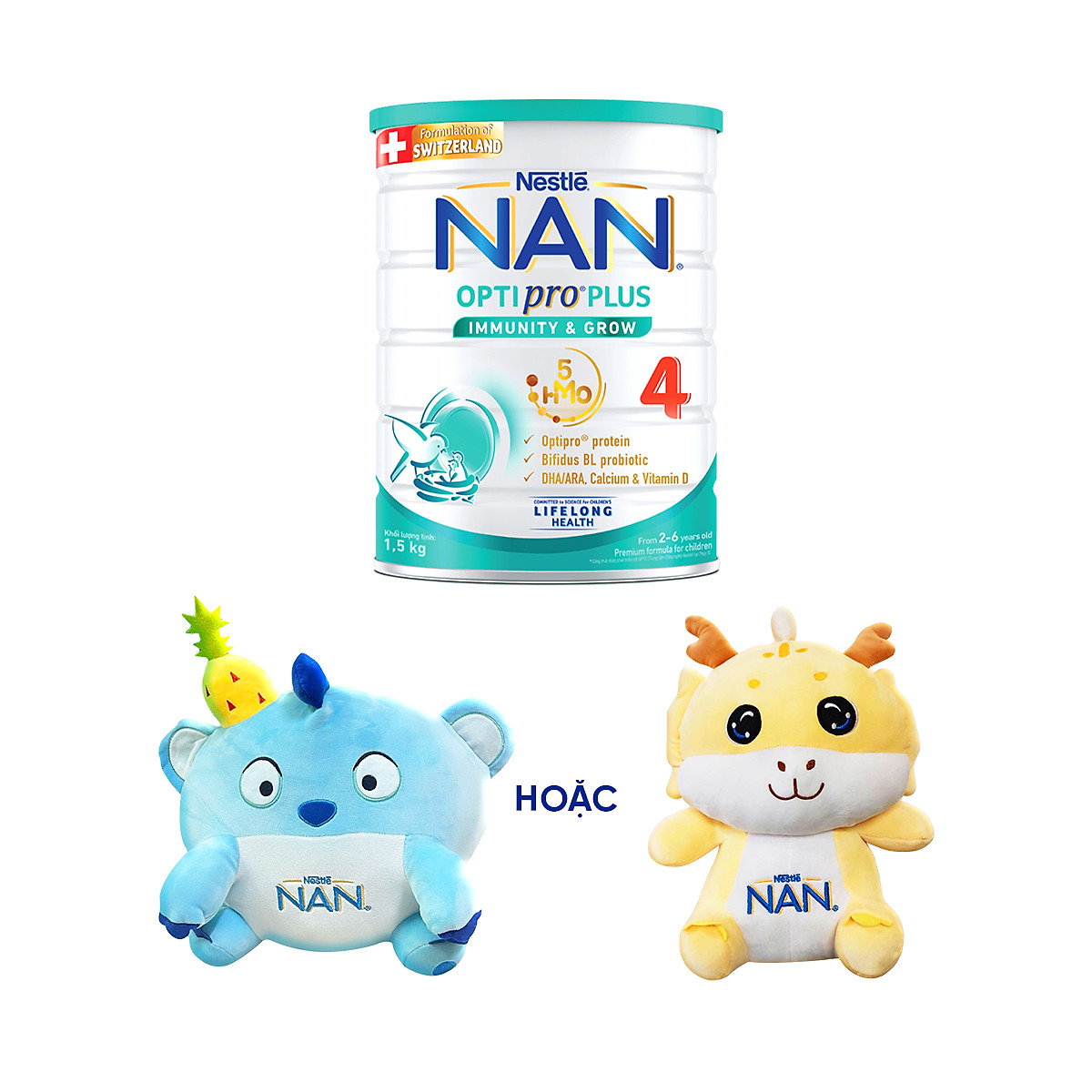 Sữa bột Nestlé NAN OPTIPRO PLUS 4 1500g/lon với 5HMO Giúp tiêu hóa tốt ...