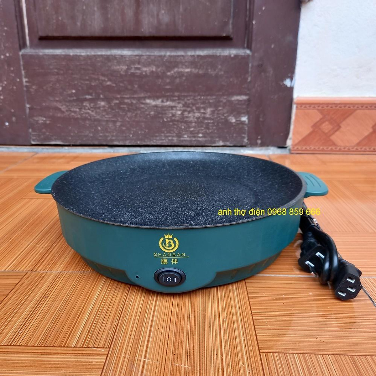 Chảo Nướng Điện Đa Năng Shanban 2 NÂC NHIỆT Size 26CM Chống Dính Vân Đá