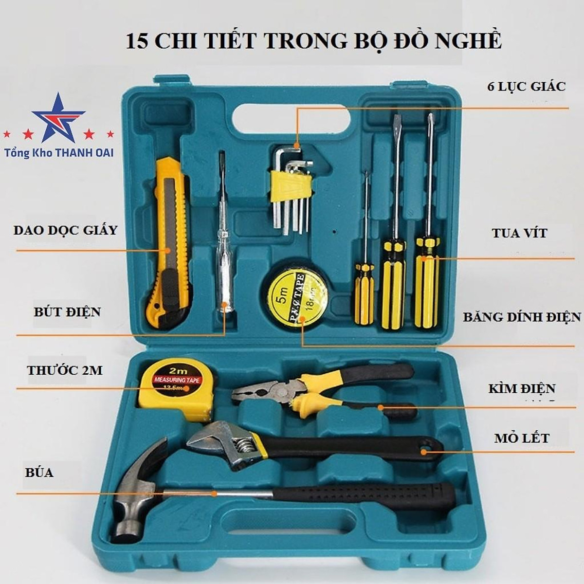 Bộ dụng cụ đồ nghề tua vít sửa chữa đa năng cao cấp 16 món tặng kèm hộp ...