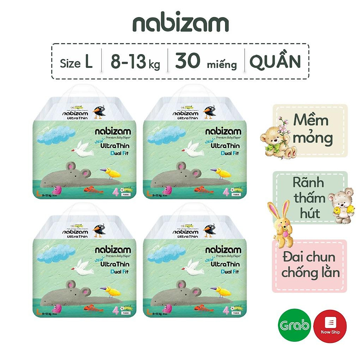 Mua COMBO 4 Tã/Bỉm Quần Nabizam Ultra Thin Nội Địa Hàn Cao Cấp Mỏng Nhẹ ...