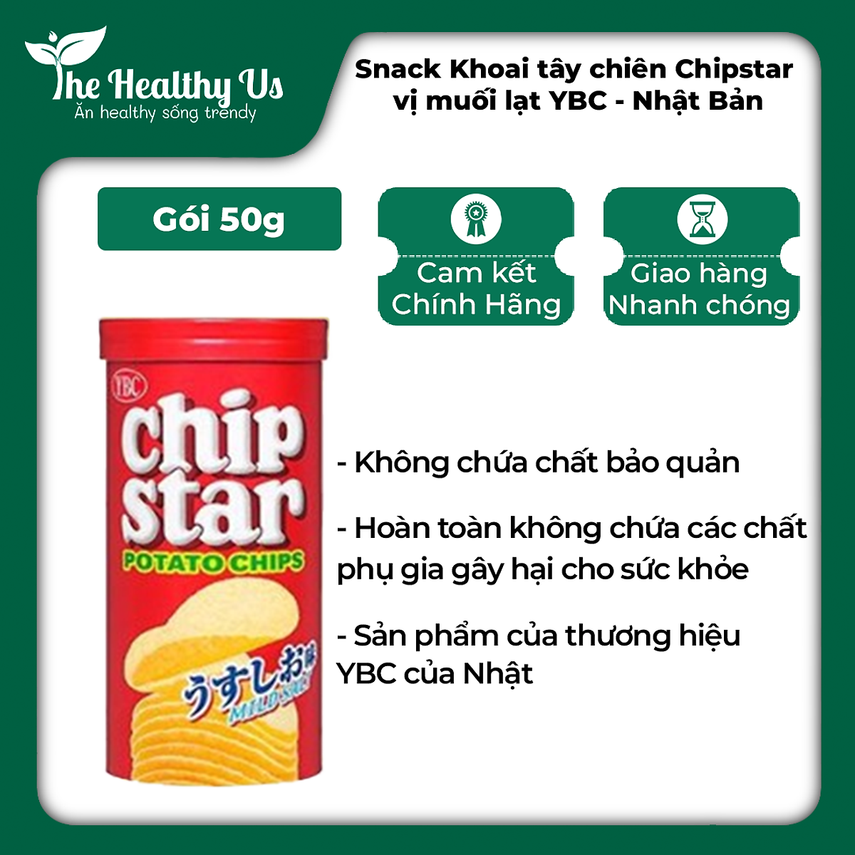 Mua Snack Khoai tây chiên Chipstar vị muối lạt YBC - Nhật Bản 50g (màu đỏ) tại The Healthy Us