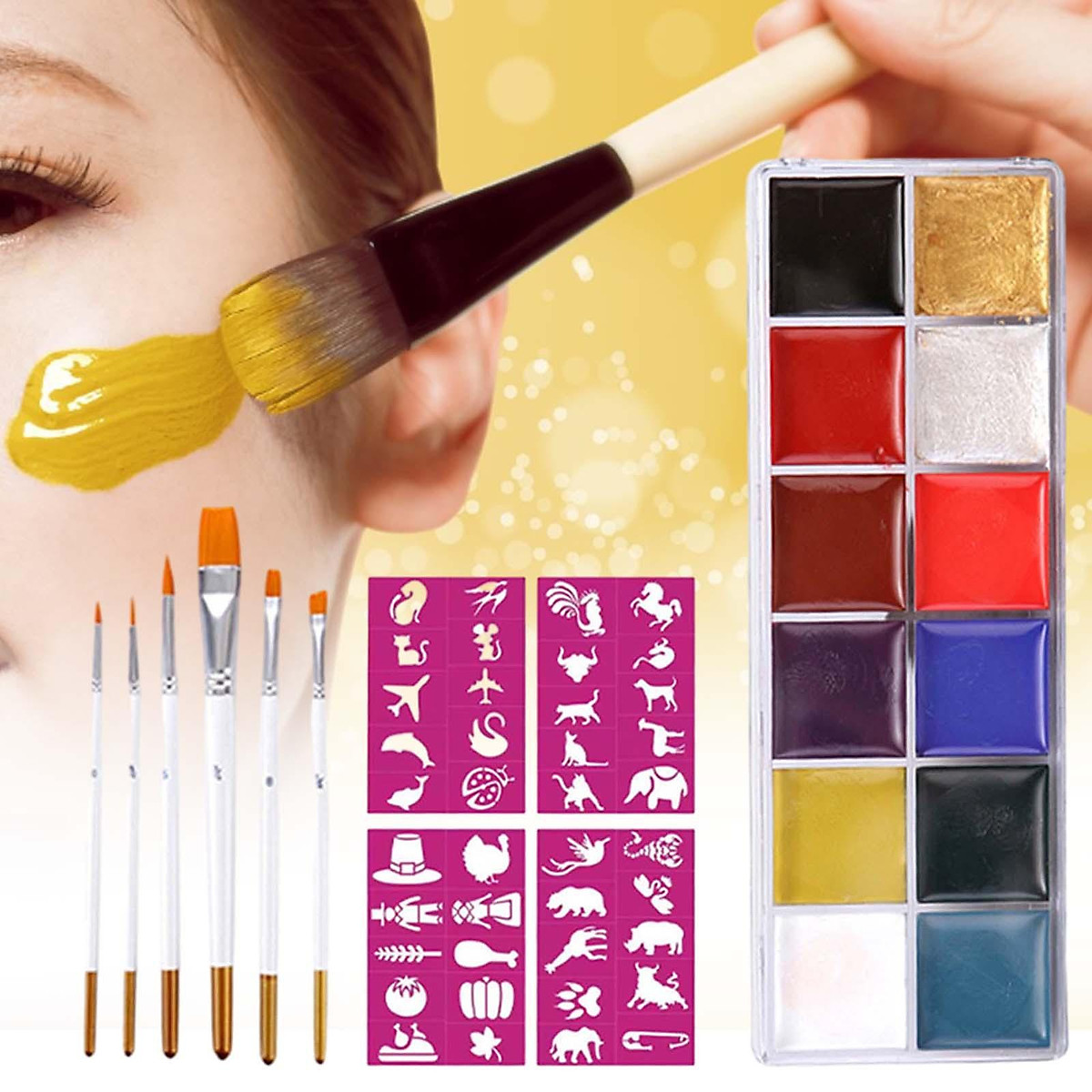Face Body Paint Set Makeup Neon Face Painting for Stage Music Festival ...