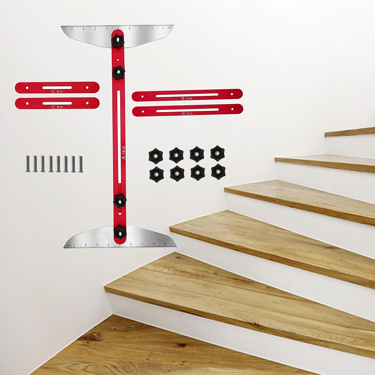 Stair Treads Gauge Template Tool Easily Adjust Angle, Length and Height