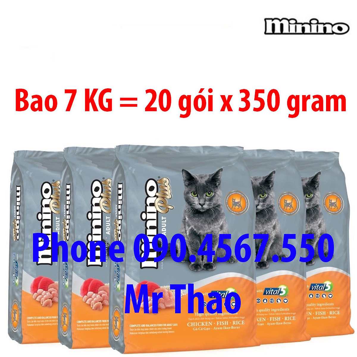 Thức ăn mèo Minino Plus Adult Bao 7kg | Tiki