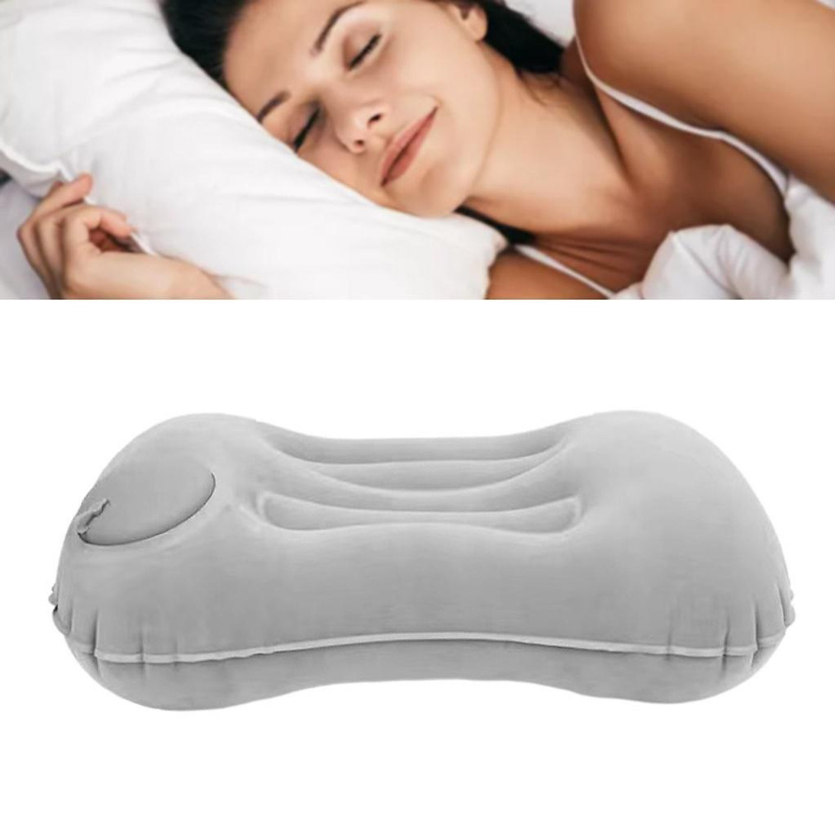 Gối Kê Cổ Hình Chữ Nhật Tự Bơm Hơi, Gối Tựa Cổ Gấp Gọn Du Lịch Ngủ Văn ...