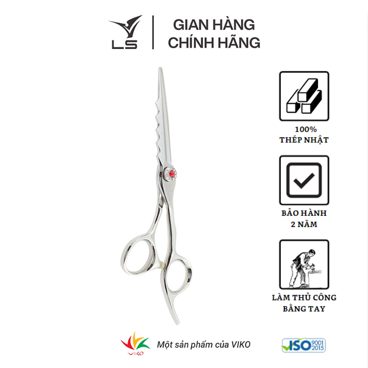 Kéo cắt tóc LS lưỡi thẳng quai offset vênh đỡ ngón cố định FA33/6.0 ...