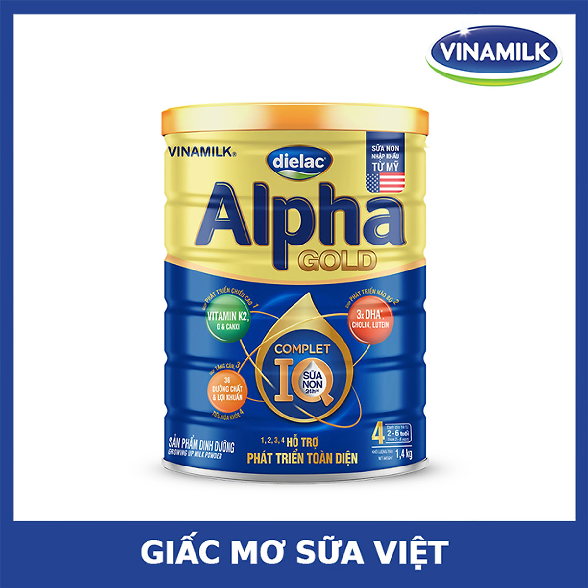 Mua Sữa bột Vinamilk Dielac Alpha Gold 4 1400g (cho trẻ từ 2- 6 tuổi ...