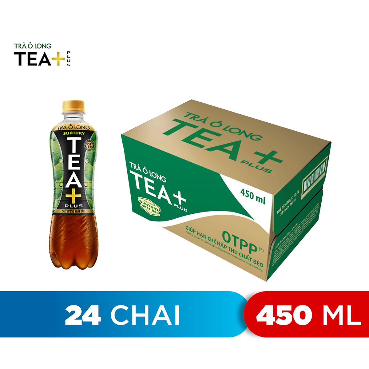 Mua Thùng 24 Chai Trà Ô Long Tea+ Plus (450ml/Chai) tại Tiki Trading