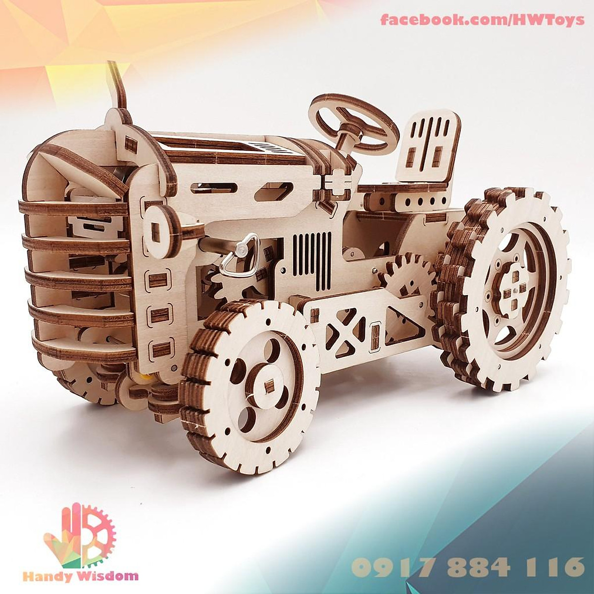 Mô hình gỗ chuyển động - Xe máy cày - Robotime Tractor LK401 | Tiki