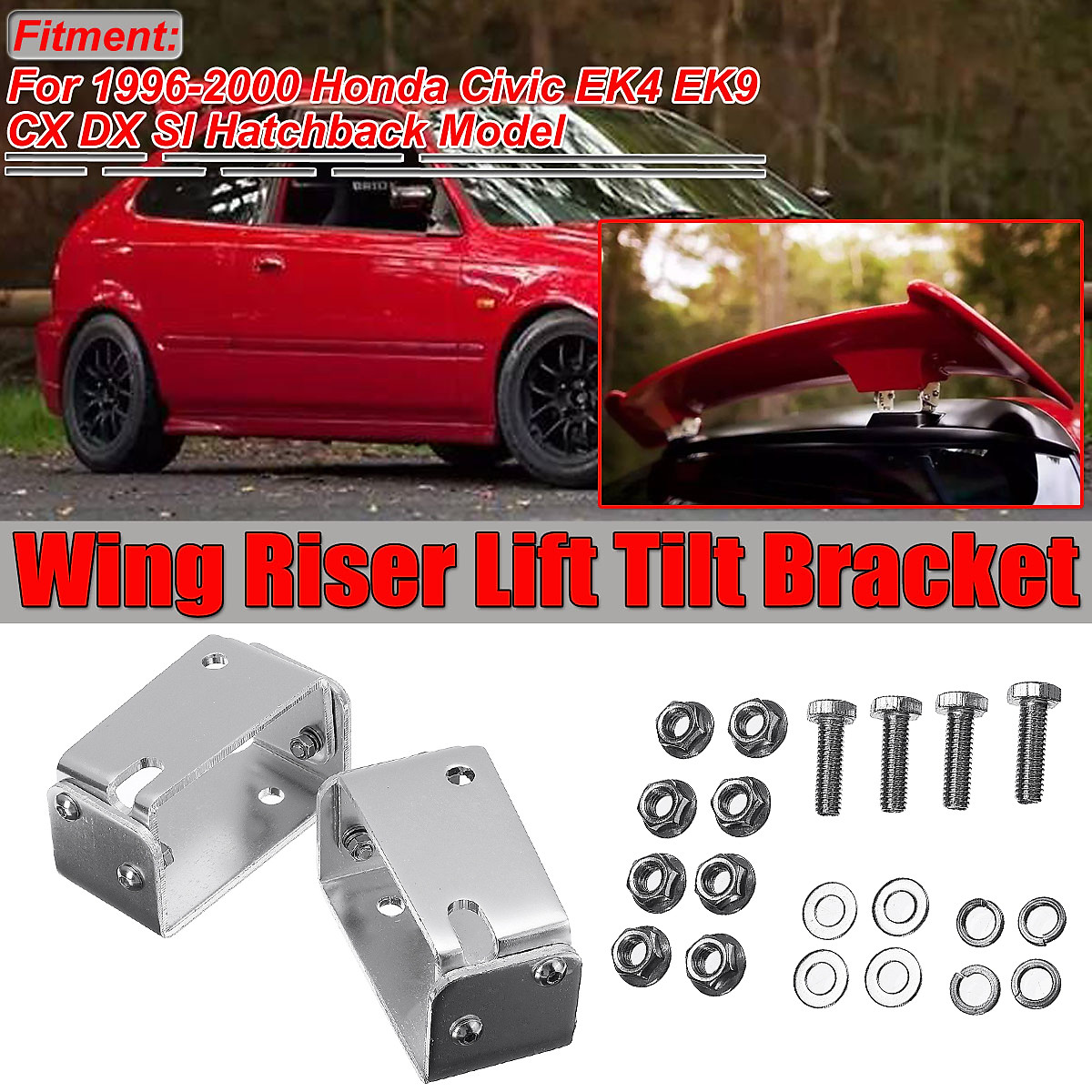 Mua Adjustable Rear Spoiler Wing Riser for Honda Civic Hatchback Silver ...