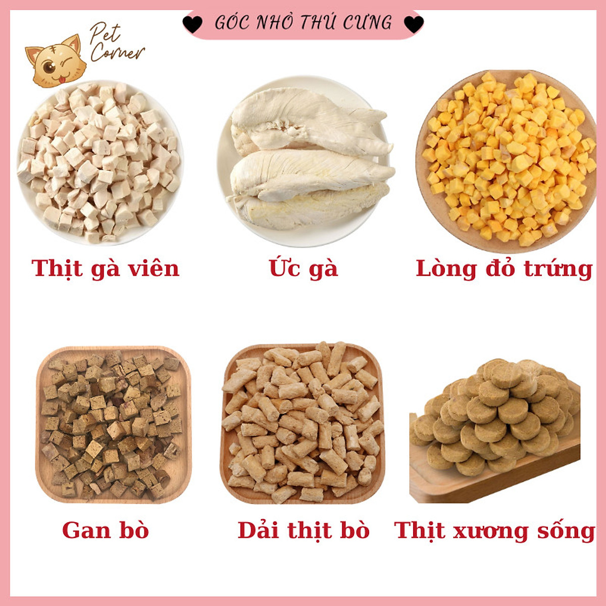 Mua Thức ăn sấy khô cho chó mèo cao cấp (Ức gà, lòng đỏ trứng, chim cút ...