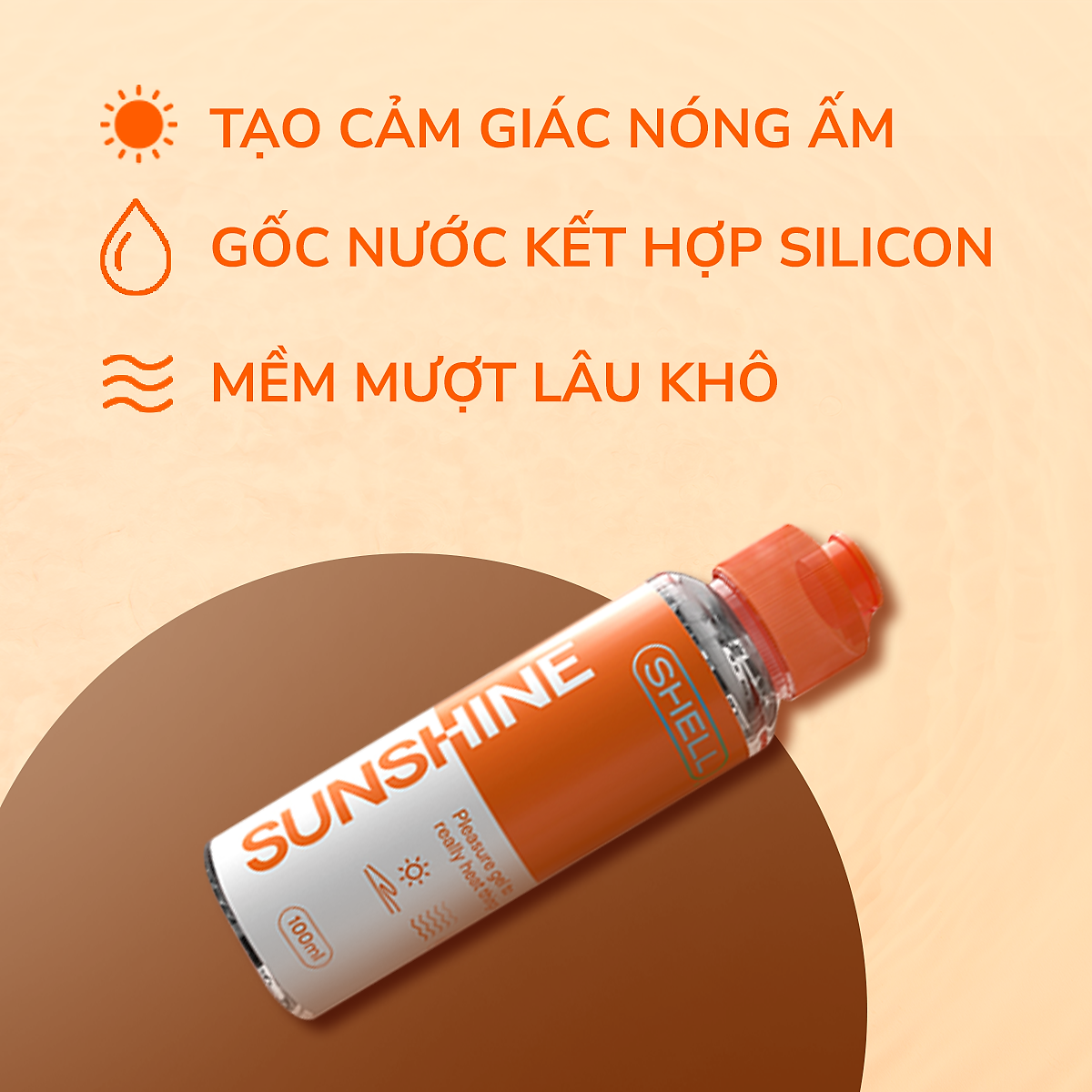 Gel bôi trơn ấm nóng - Shell Sunshine - Chai 100ml - Gel bôi trơn