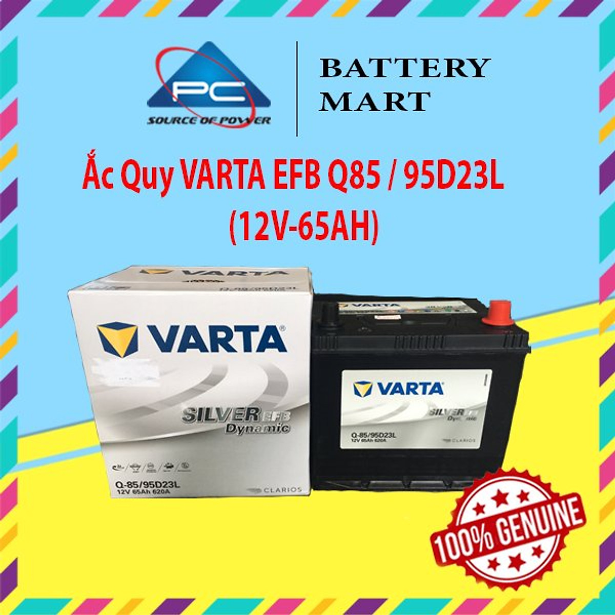 Mua Bình Ắc Quy 12V-65AH, Ắc Quy VARTA EFB Q85 / 95D23L tại BatteryMart