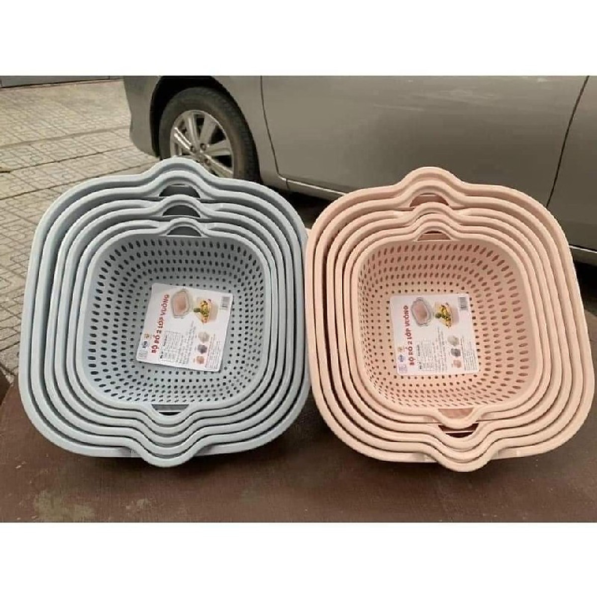 Bộ Rổ thau 6 món Ráo Nước 2 Lớp Cao Cấp Tiện Lợi, Rổ Đựng Rau, Hoa Quả ...