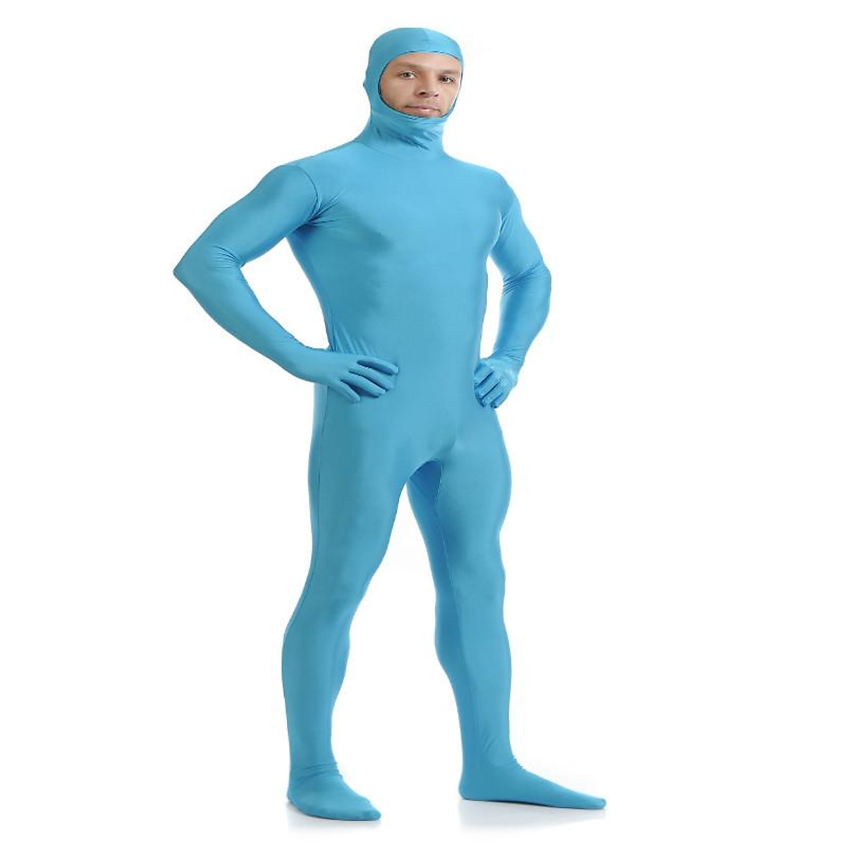 Open Face Zentai Spandex Catsuit Skin Tight Costume Light Blue S ...