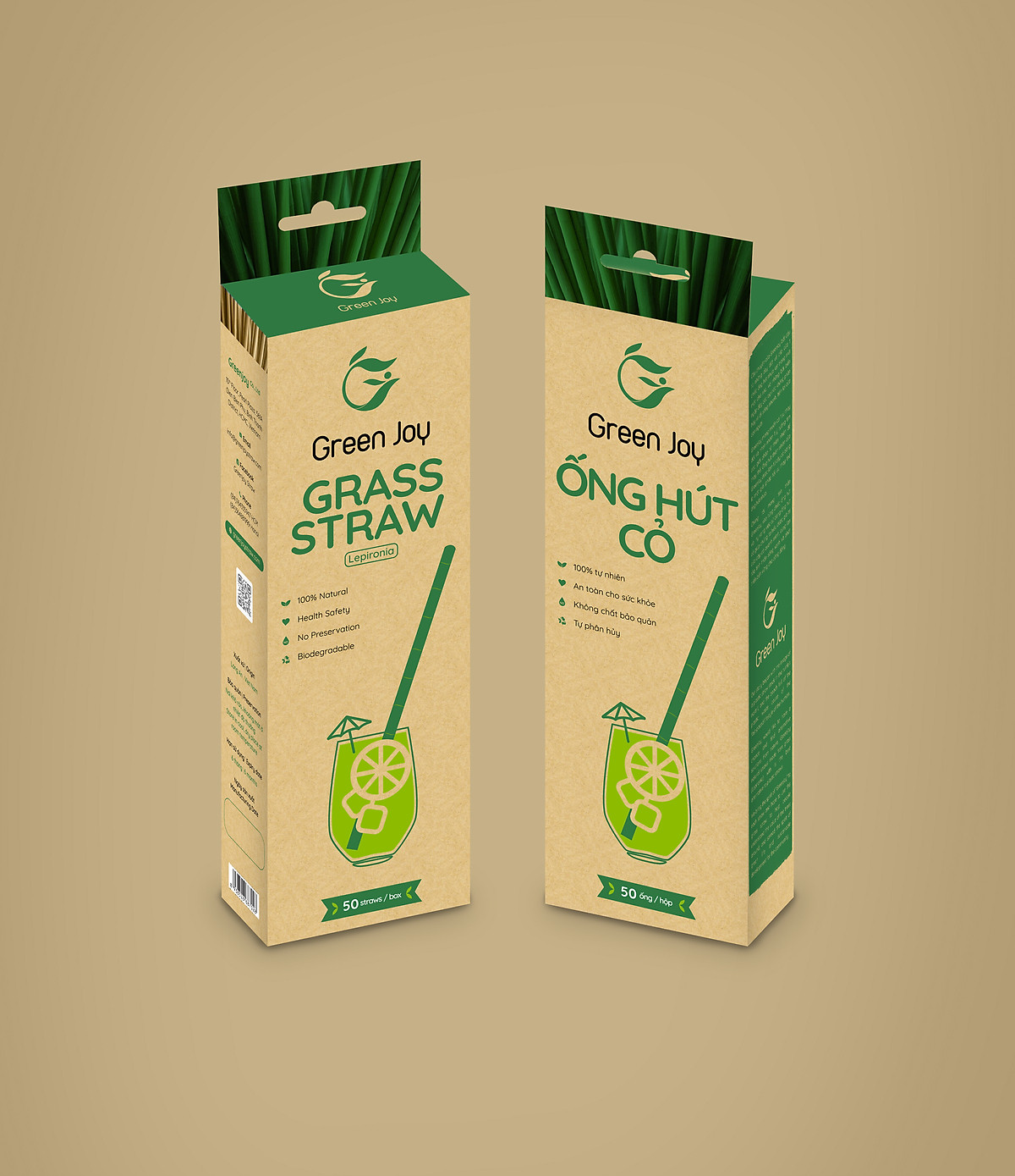 Ống hút cỏ Green Joy - Hộp 100 ống | Tiki