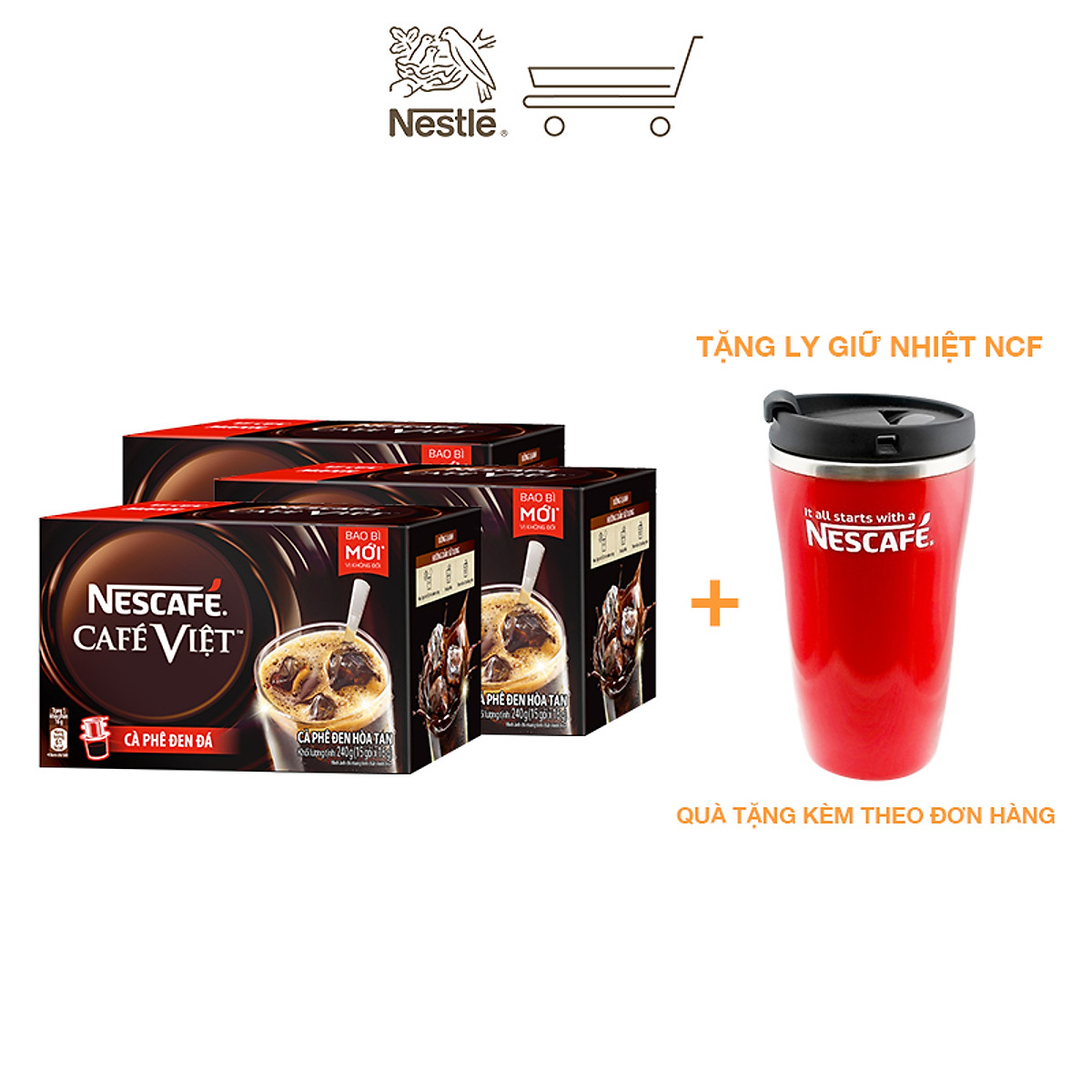 [Tặng ly 2 lớp tiện lợi] Combo 3 hộp cà phê hòa tan Nescafé café Việt ...