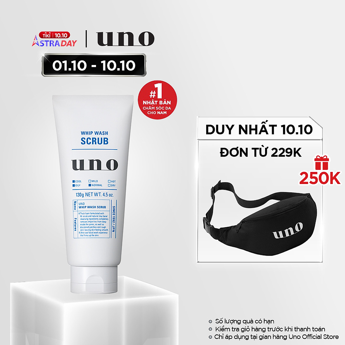 Sữa Rửa Mặt Tạo Bọt Dạng Hạt Sáng Da UNO Whip Wash Scrub 130g | Tiki