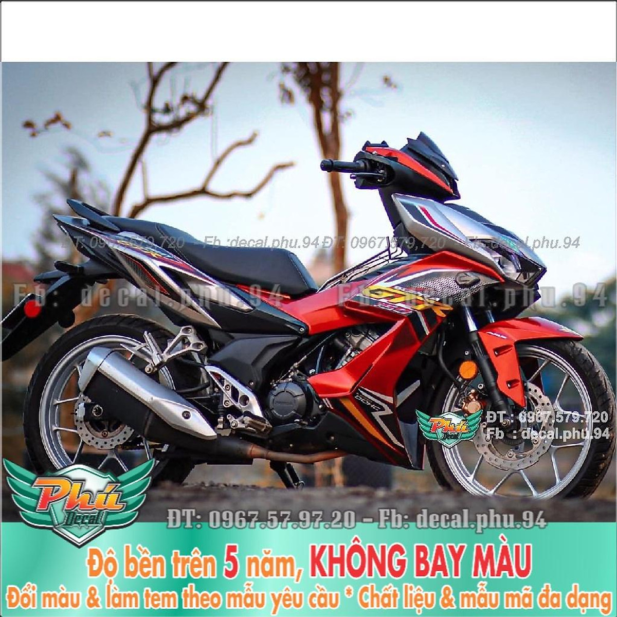 Tem Rời Winner X GTR đỏ đen tổ ong (K) - Decal trang trí xe máy, mô tô