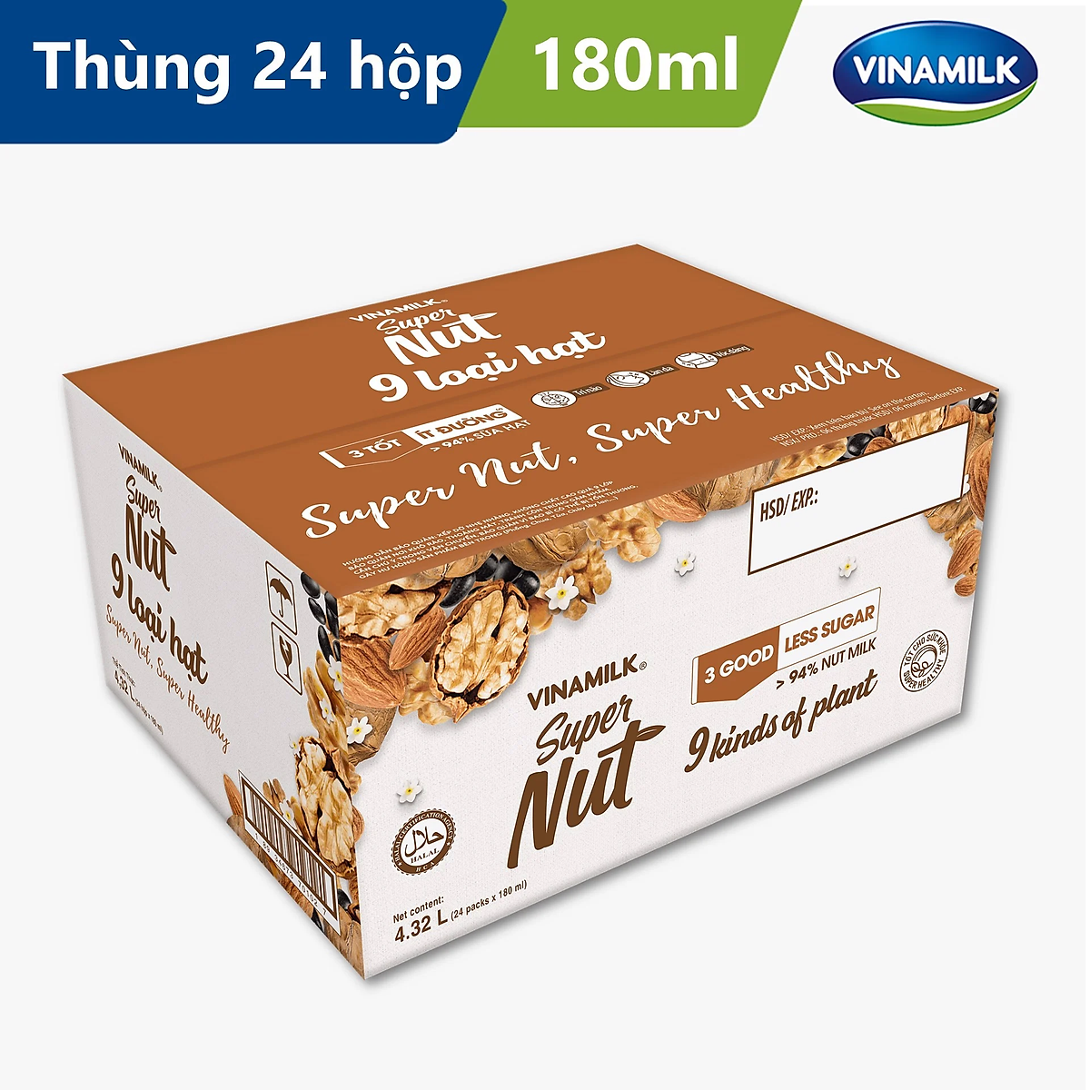 Sữa 9 Loại Hạt Vinamilk Super Nut Thùng 24 Hộp 180ml Sữa Thực Vật