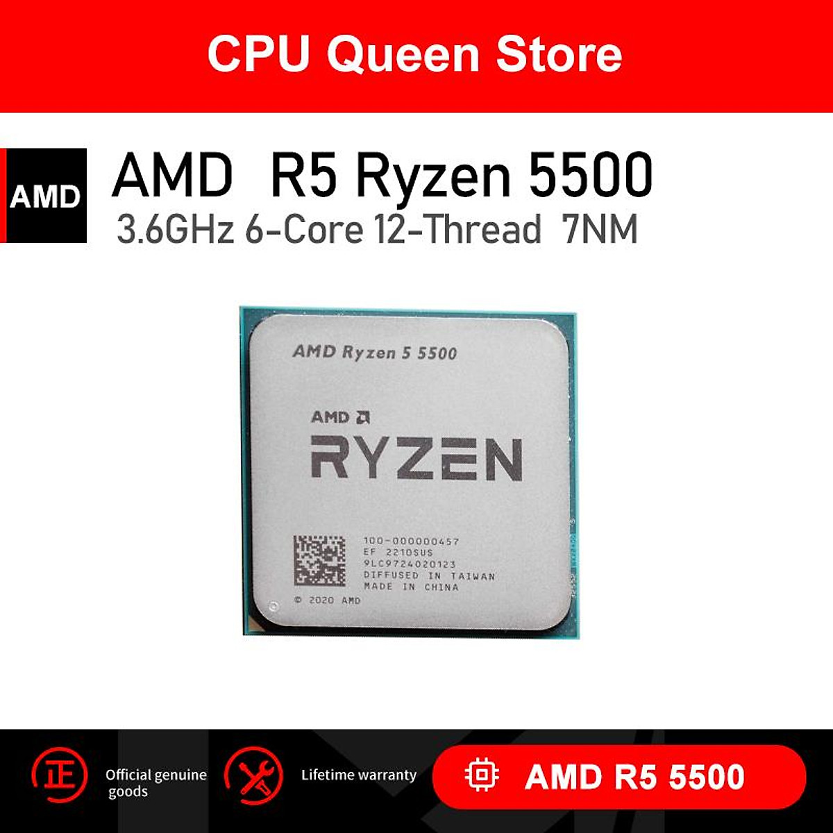 Mua AMD R5 5500 Ryzen mới 5 5500 3.6 GHz 6-Core 12-sợi CPU Bộ xử lý 7NM ...