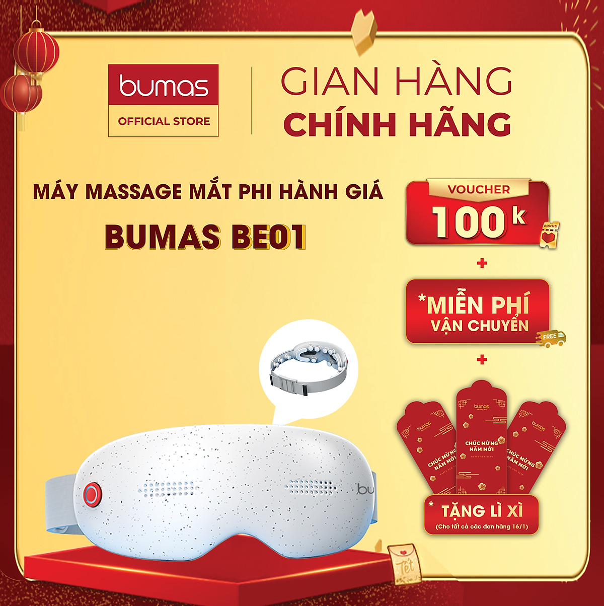Máy massage mắt đa năng BUMAS BE01 - Mát xa đa điểm kết hợp chườm nóng ...
