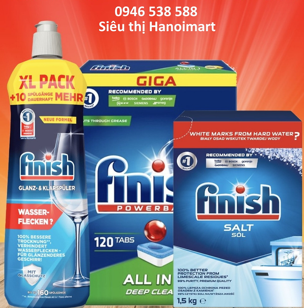 Mua COMBO FINISH: Viên rửa bát Finish All in one 120 viên + Muối Finish ...