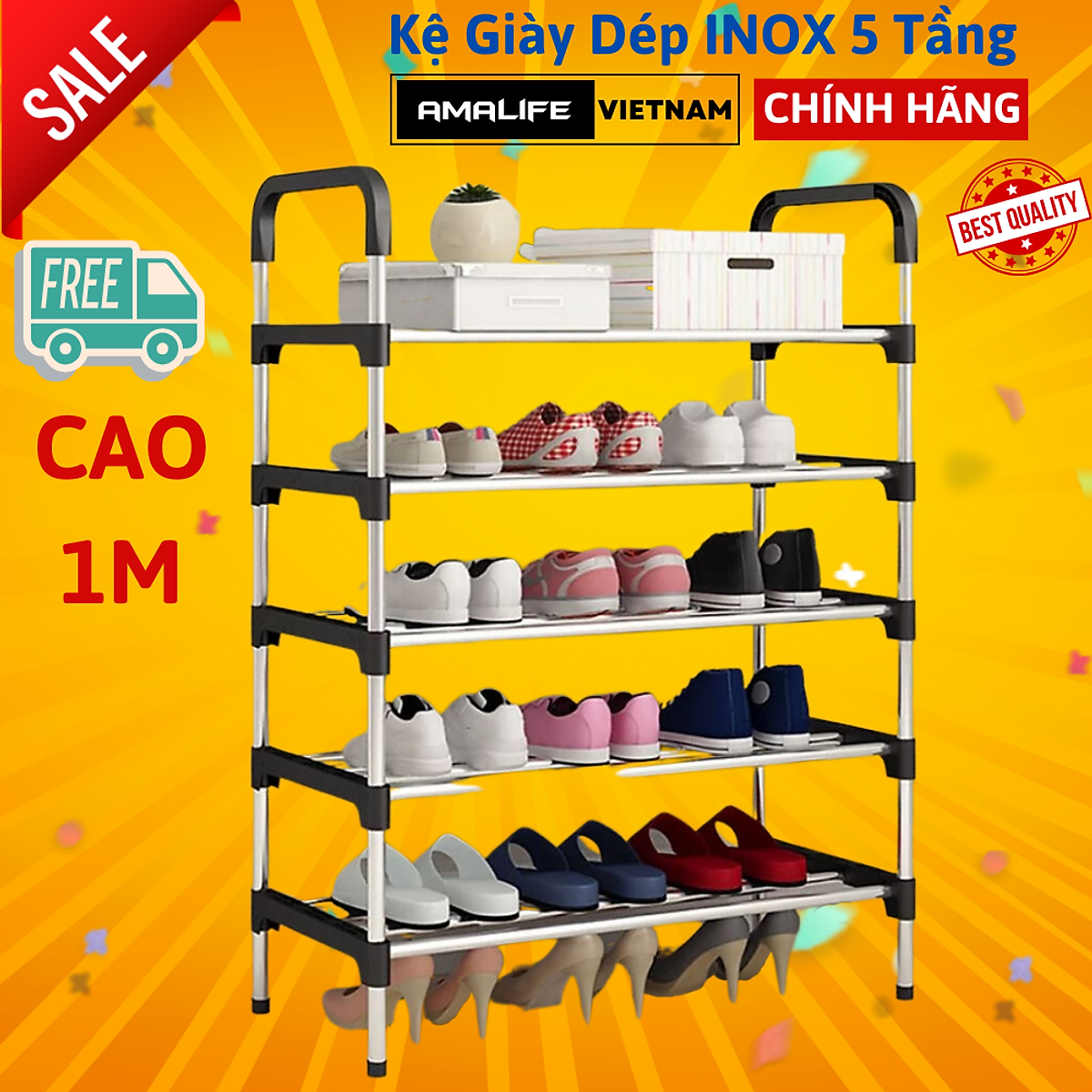 Kệ Để Giày Dép Inox 5 Tầng Chính Hãng Amalife, Giá Để Giày Inox 5 Tầng ...