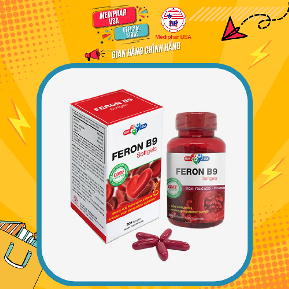 Thực phẩm bổ sung Sắt và các vitamin tốt cho quá trình tạo máu Feron B9 ...