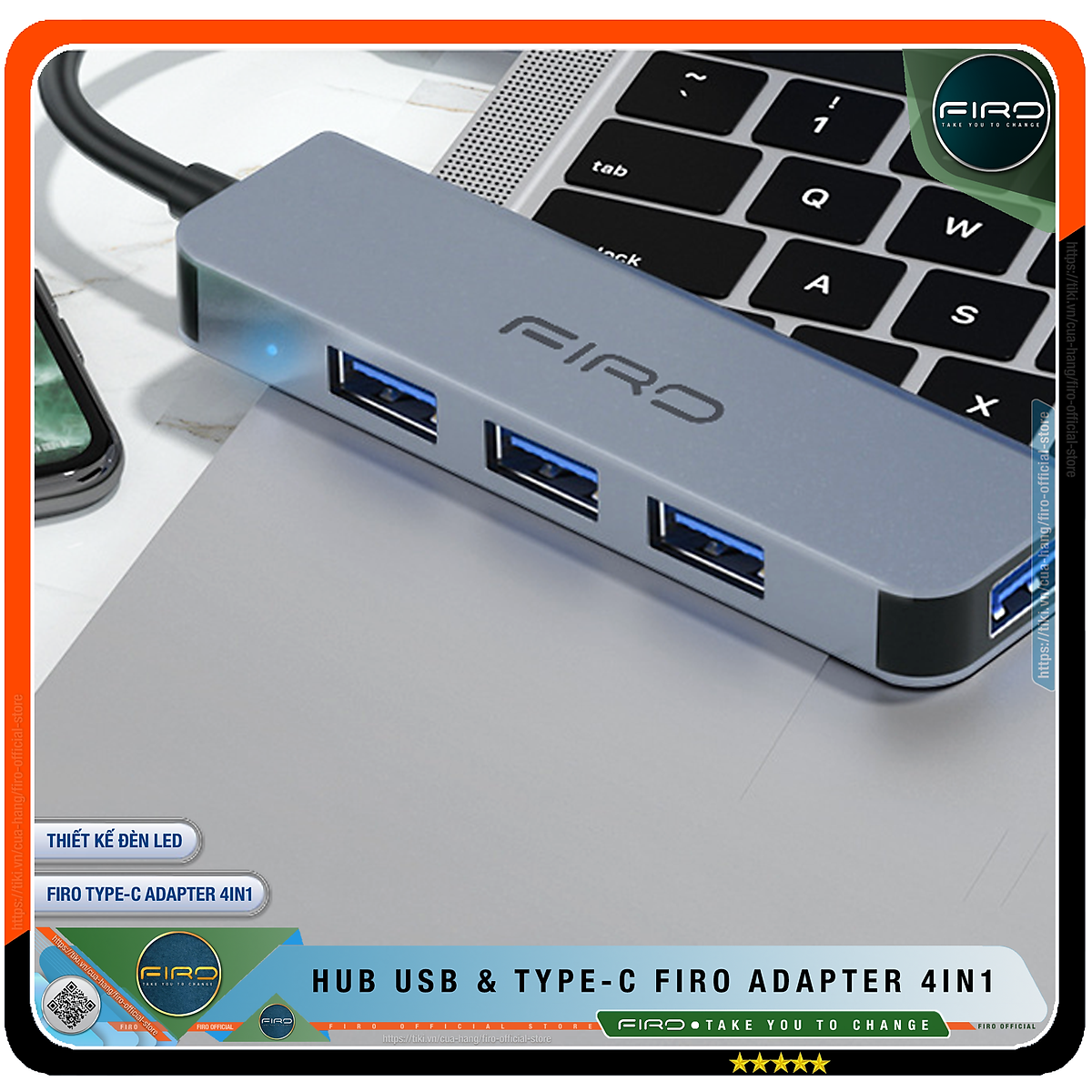 Hub Type C FIRO Và Hub USB FIRO 3.0 Adapter 4in1 - Bộ Chia USB FIRO Ra ...