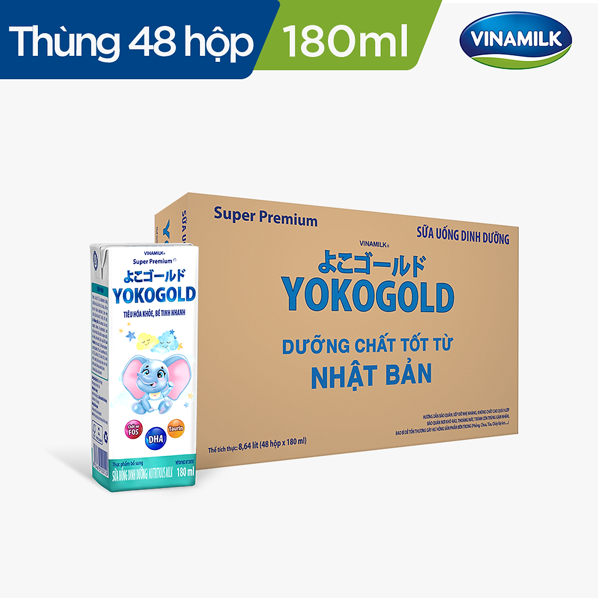 Thùng 48 hộp sữa YOKOGOLD pha sẵn 180ml | Siêu Thị Con Cưng