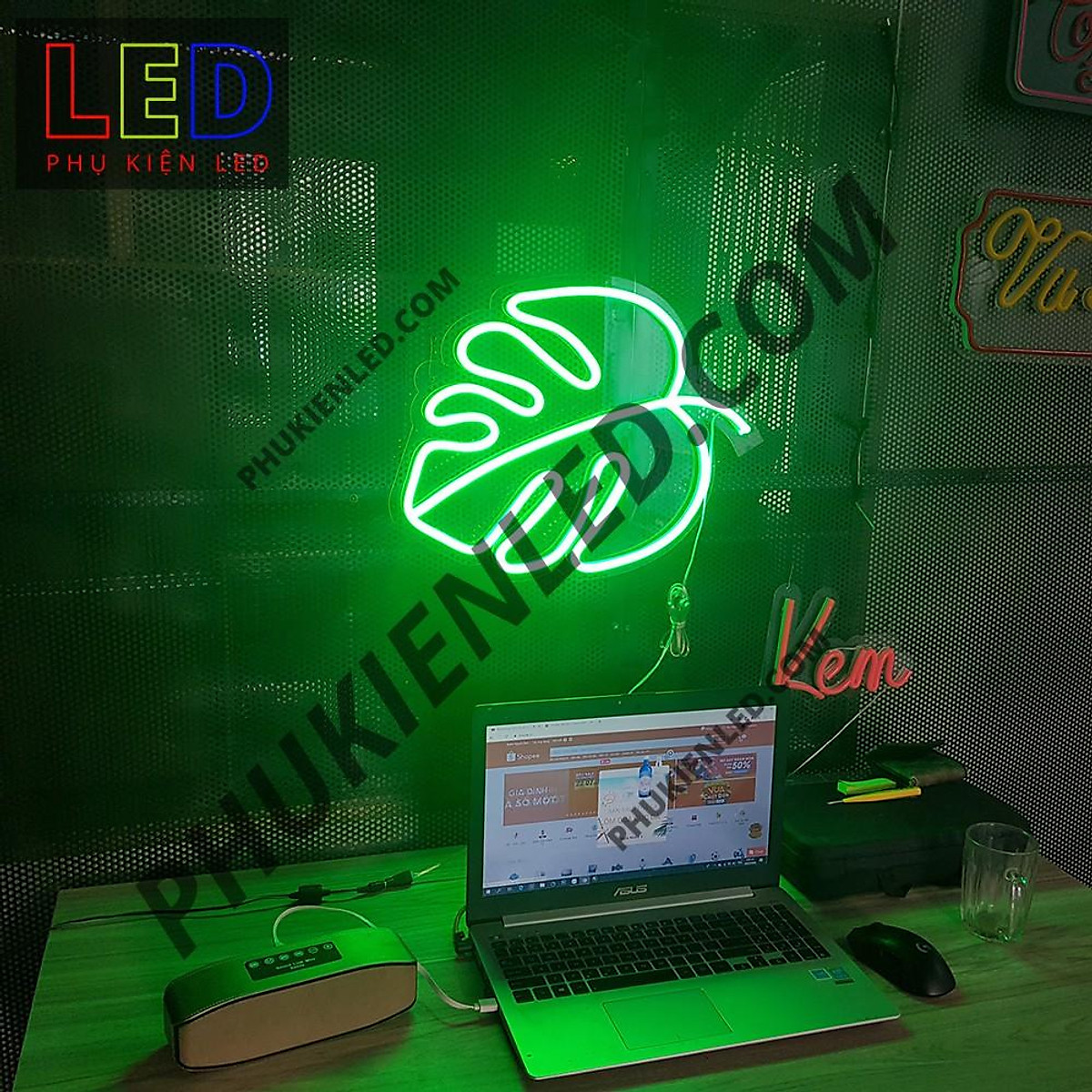 Đèn Led Neon Hình Chiếc Lá Màu Xanh - Tropical Leaf LED Neon Sign, Đèn ...