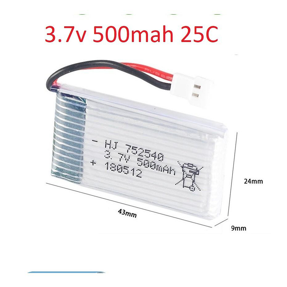 Mua Pin 3.7v 500mah Pin sạc đồ chơi máy bay có mạch bảo vệ xả 25c giá ...