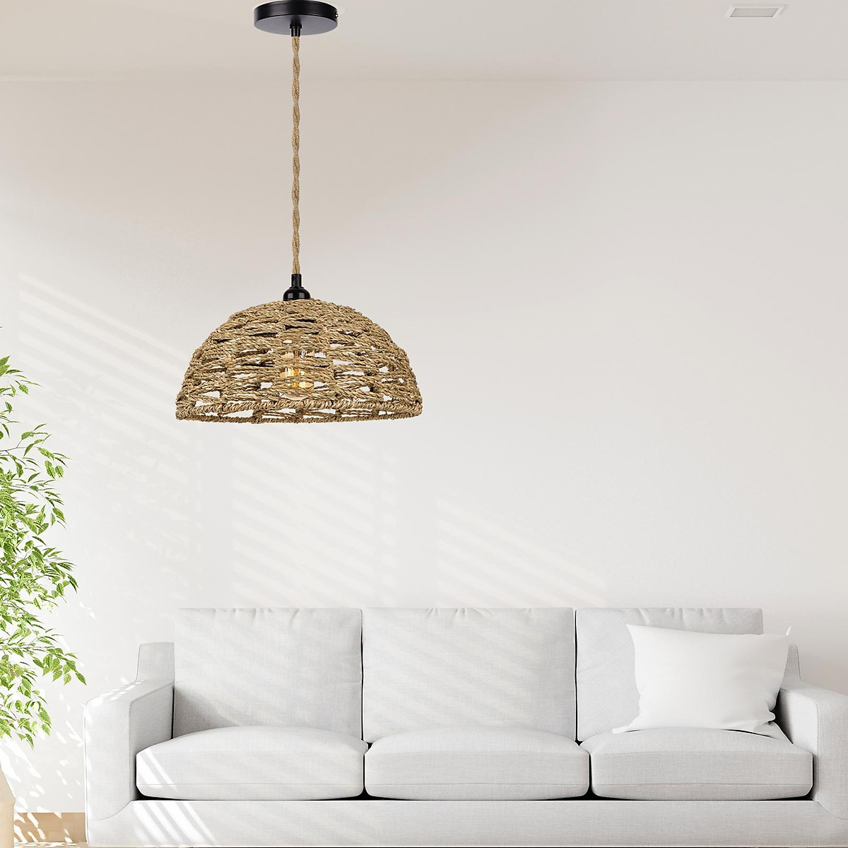 Boho Light Shade Lamp Shade Light Fixture Ceiling Lantern Cover Weave ...